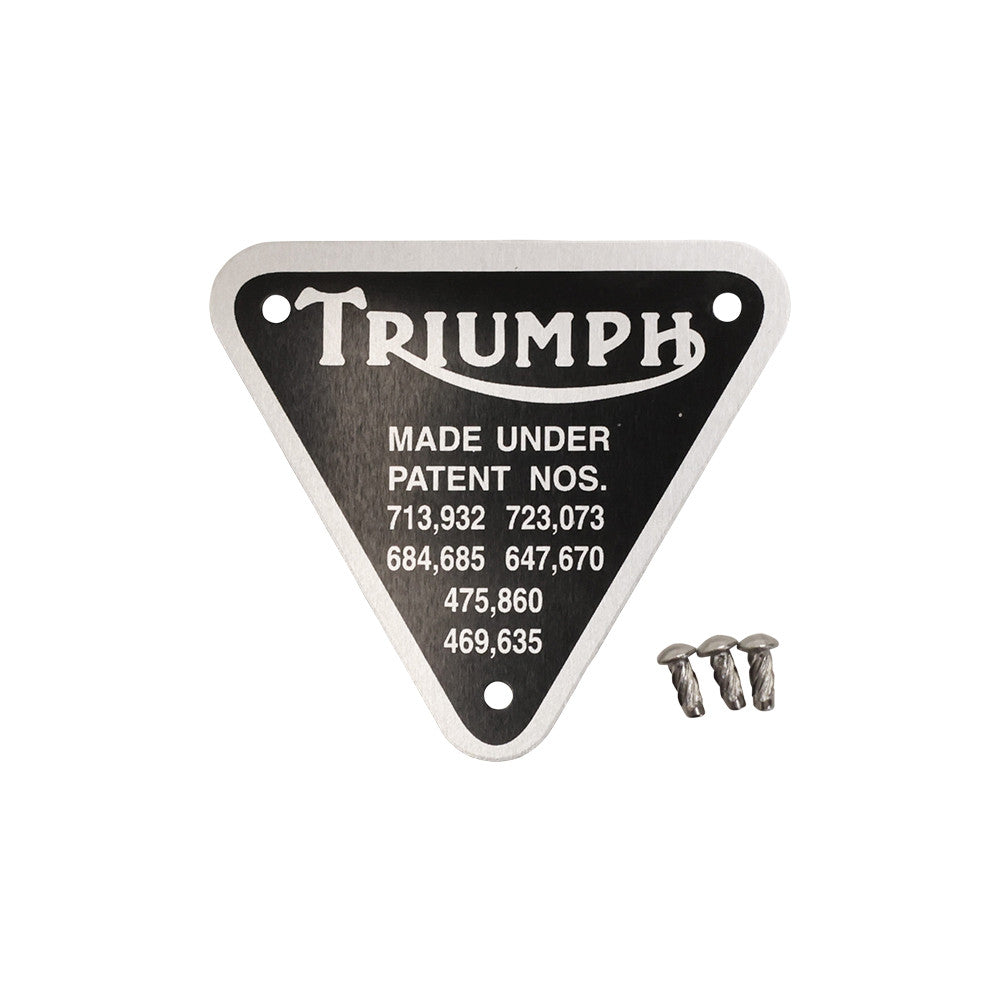 Triumph Patent Plate With Rivets — Throttle Addiction