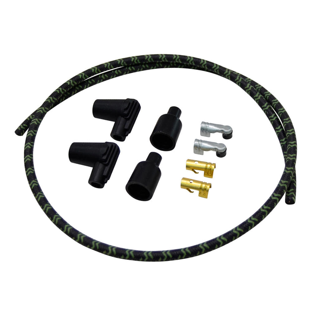 7mm Braided Cloth Motorcycle Spark Plug Wire Kit - Black / Green ...