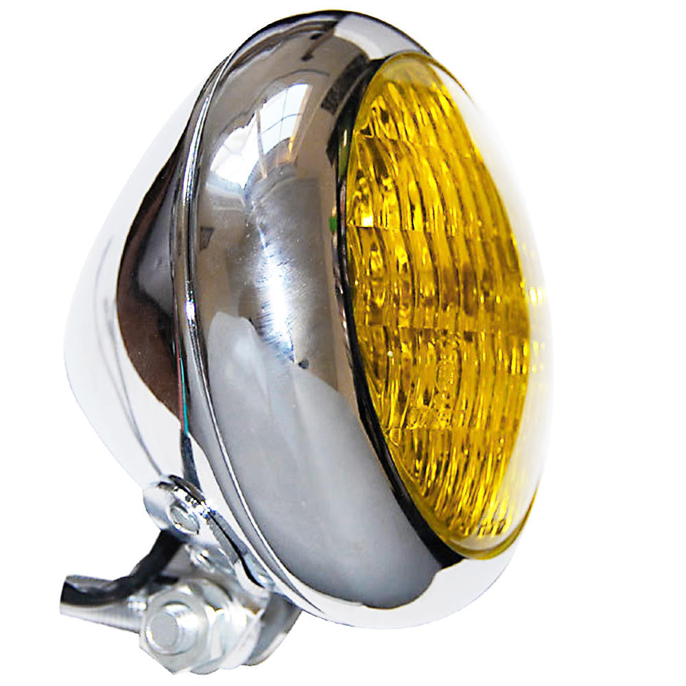 Bezel Headlight - Chrome - Yellow Lens — Throttle Addiction